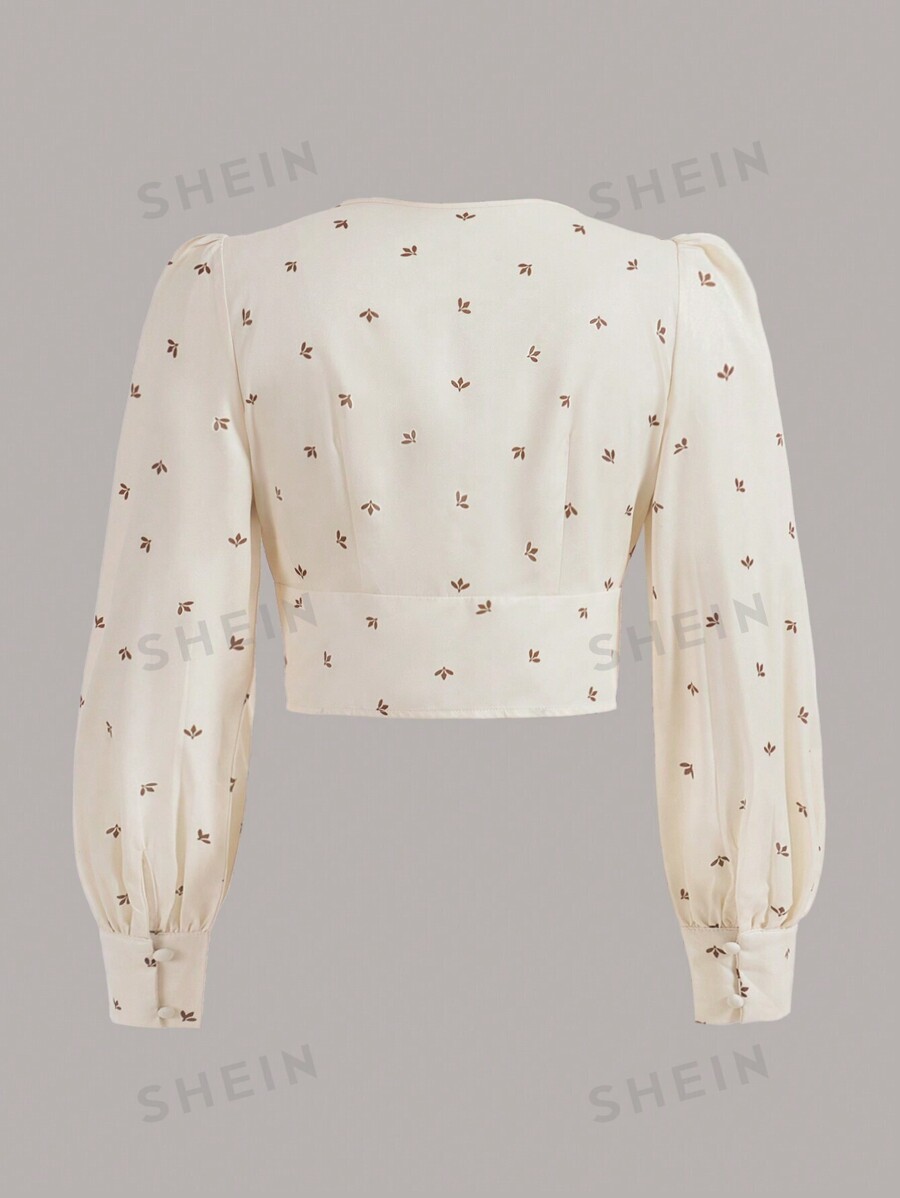 SHEIN MOD Ditsy Floral Print Button Front Blouse,Vintage | SHEIN USA
