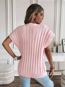 SHEIN LUNE Solid Batwing Sleeve Sweater Vest | SHEIN USA