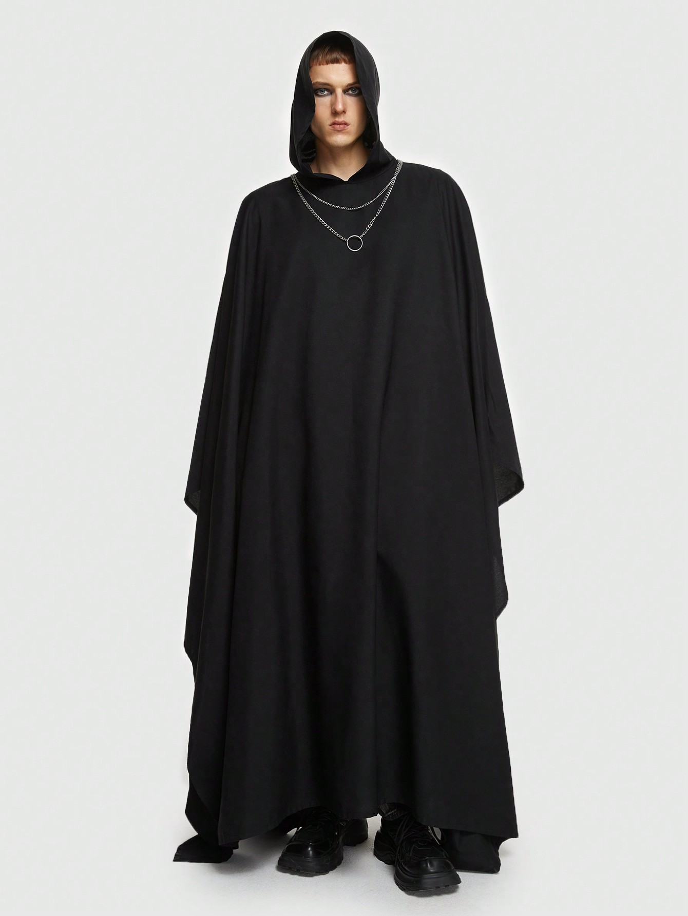 ROMWE Avant Men Solid Hooded Poncho Jacket | SHEIN USA