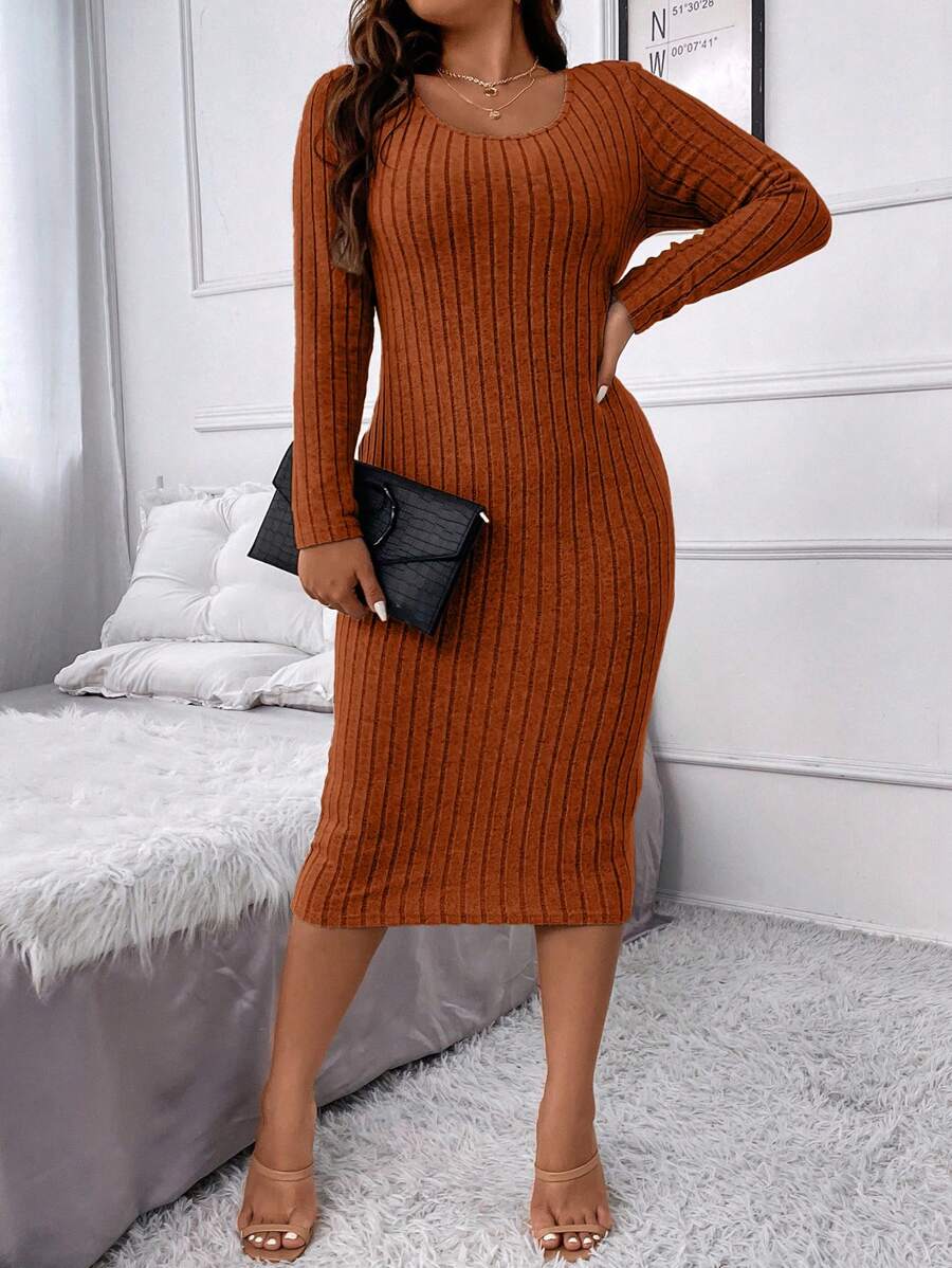 Celure Plus Ribbed Knit Bodycon Dress | SHEIN USA
