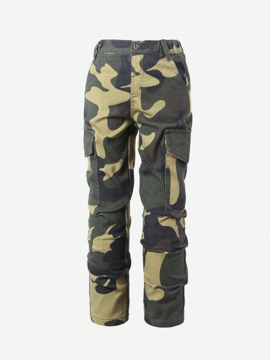 SHEIN Explorewe Chico joven Jeans cargo con estampado de camuflaje ...