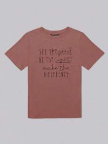 SHEIN Essnce Slogan Graphic Round Neck Tee | SHEIN USA