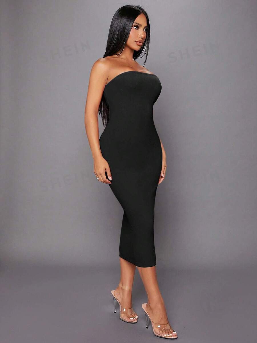 SHEIN SXY Solid Tube Bodycon Dress Party Outfit Sexy Outfit Sexy ...