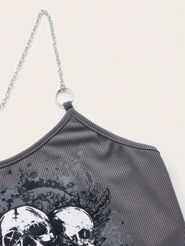 Grunge Punk Skull Print Chain Cami Top | SHEIN USA