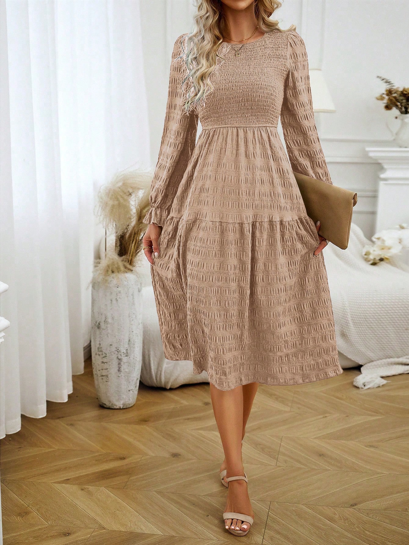 Shein Clasi Flounce Sleeve Ruffle Hem Dress Shein Usa