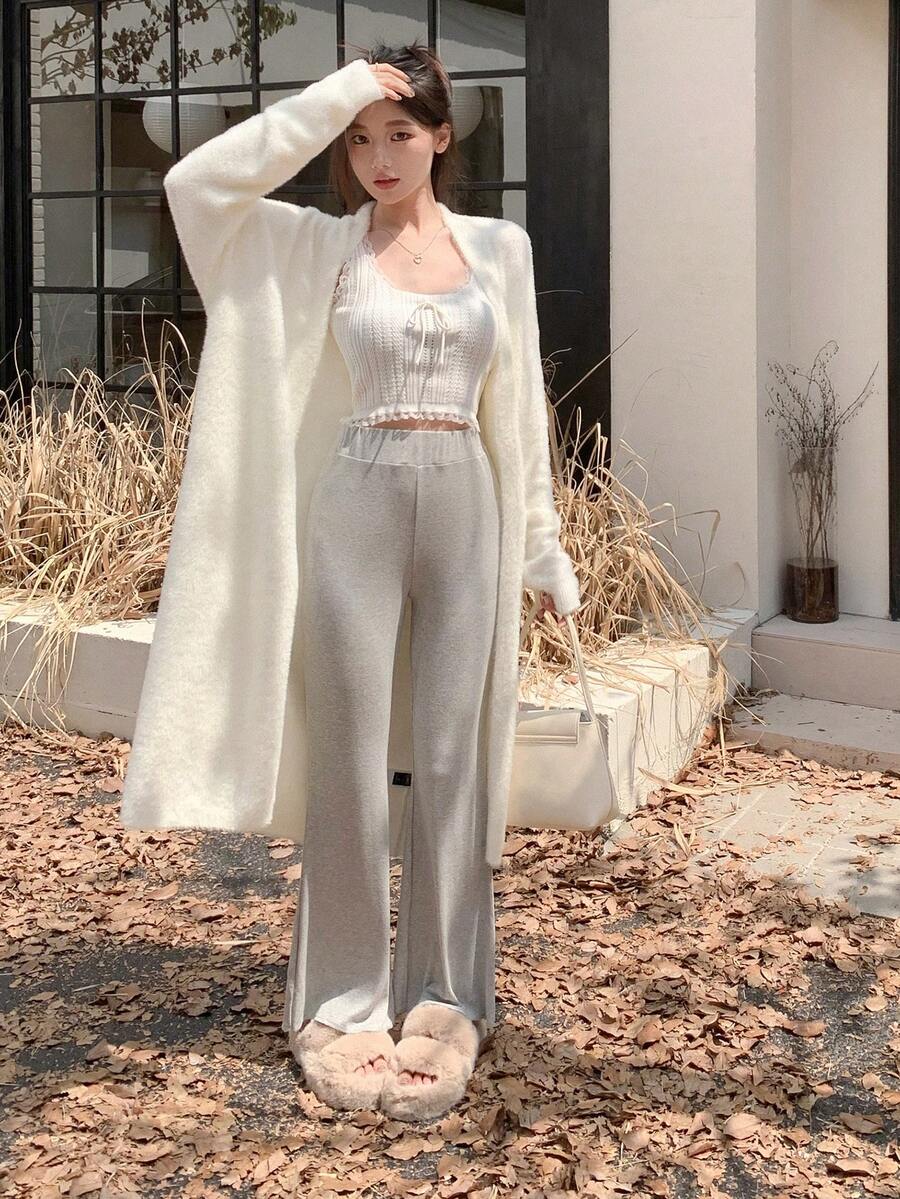 Dazy Star Solid Drop Shoulder Oversized Duster Cardigan | SHEIN USA