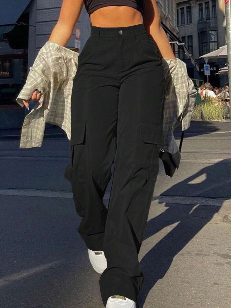 Flap Pocket Side Cargo Pants | SHEIN USA