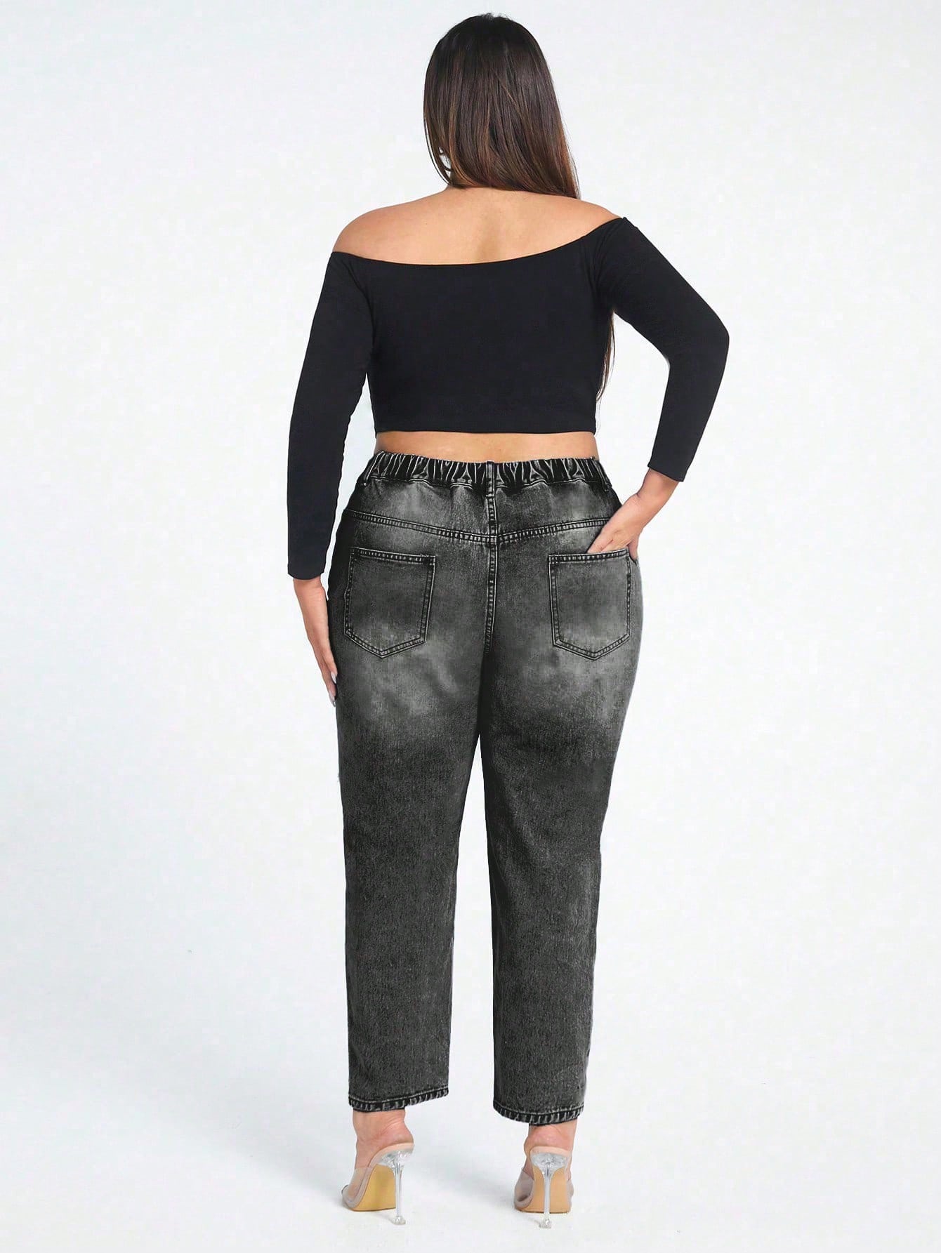 Shein Lune Plus High Waist Ripped Mom Fit Jeans Shein Usa