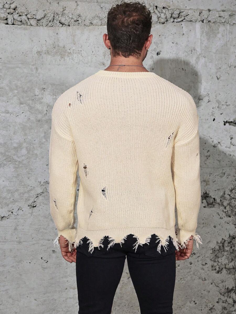 Manfinity LEGND Men Plus Solid Distressed Sweater | SHEIN USA