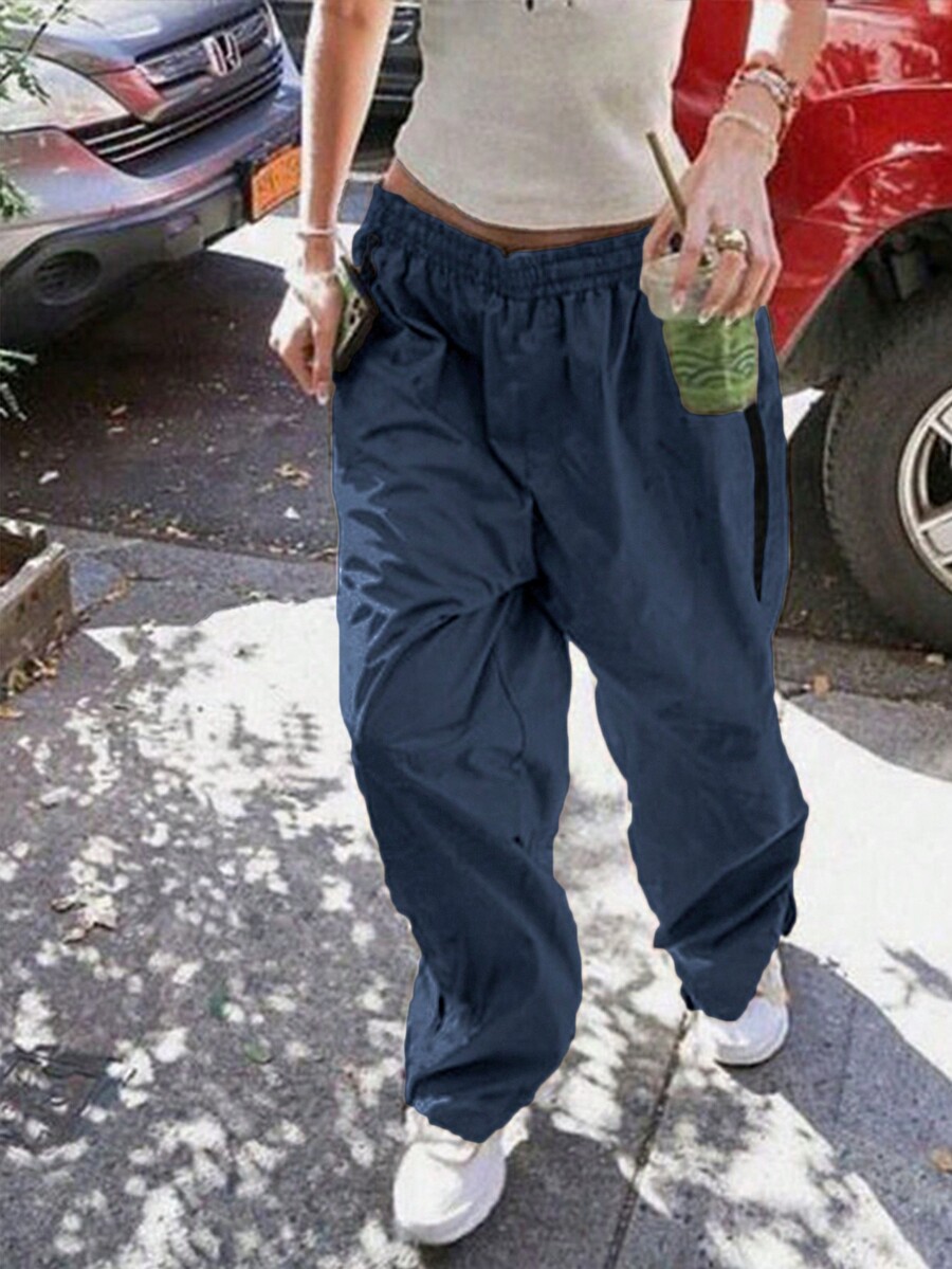 Contrast Side Seam Slit Hem Wide Leg Pants | SHEIN USA