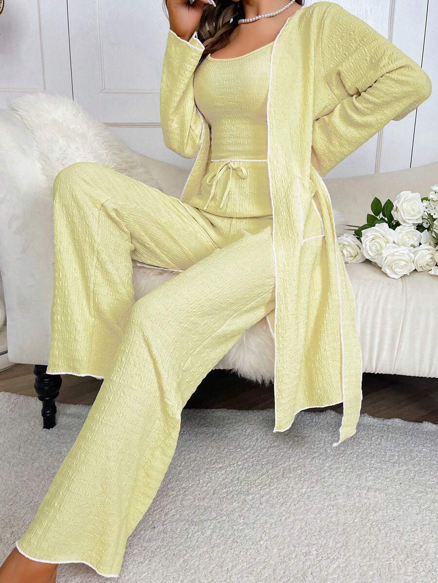 3pcs Solid Lounge Set | SHEIN USA