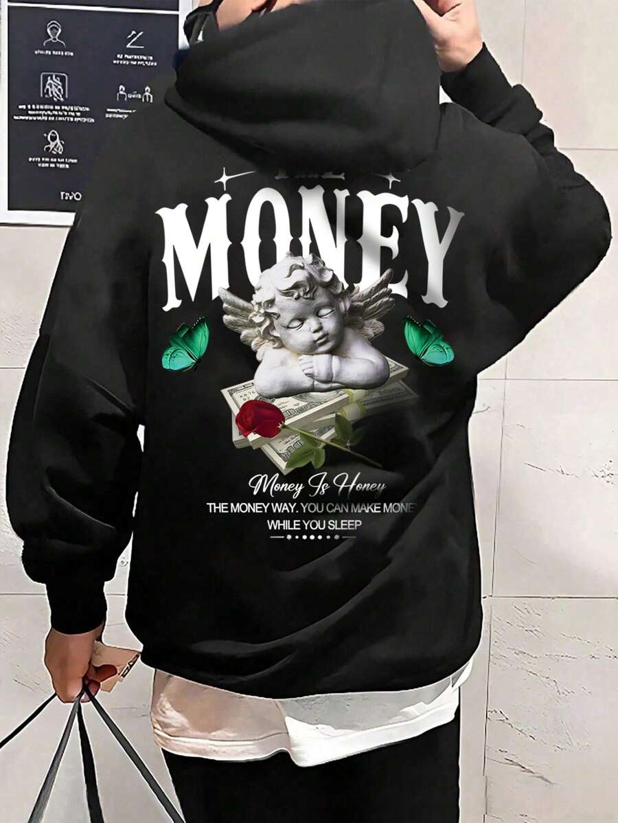 Manfinity LEGND Men Slogan & Figure Graphic Drop Shoulder Drawstring ...