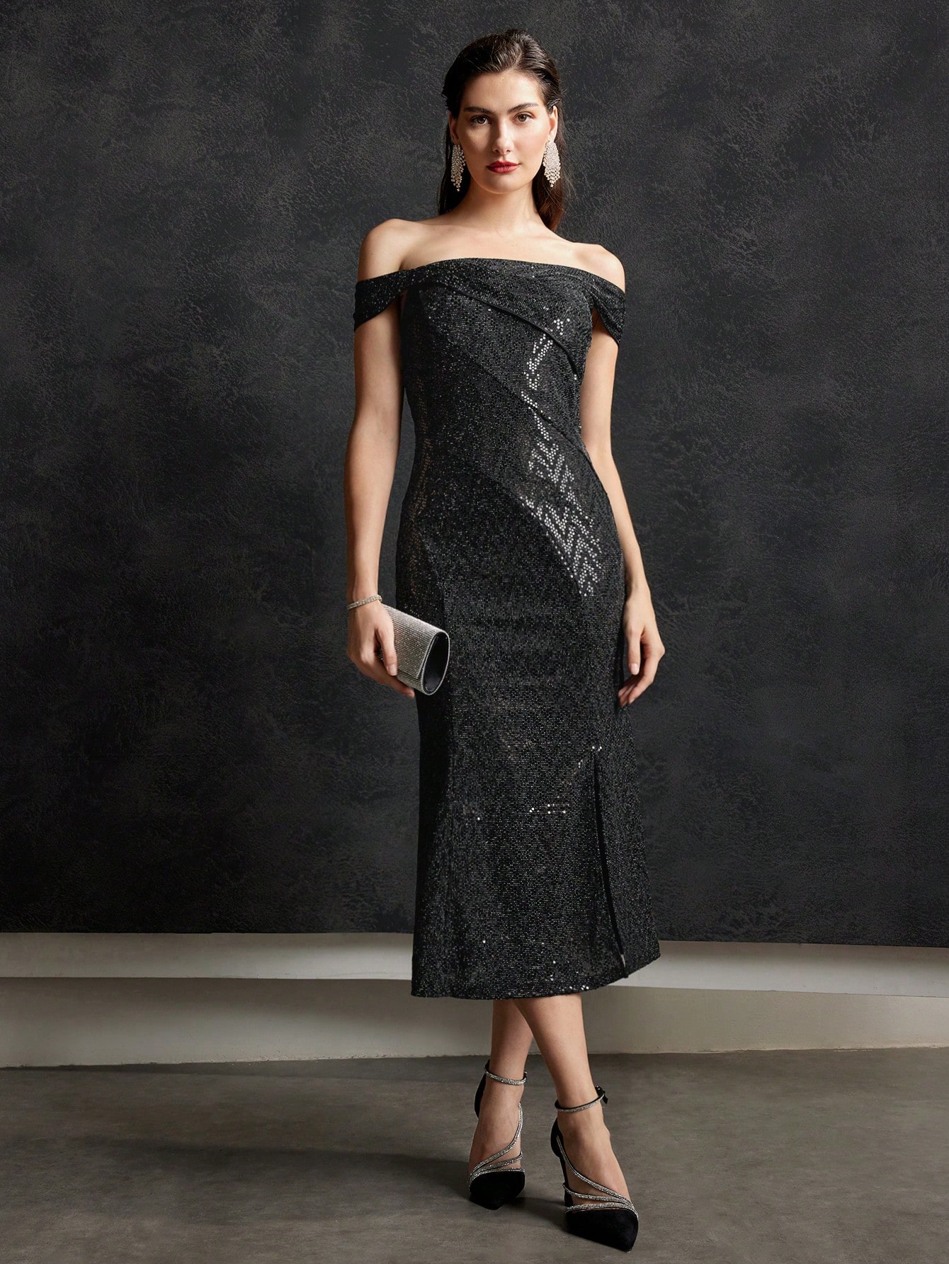 MOTF PREMIUM OFF-SHOULDER SEQUIN DRESS | SHEIN USA