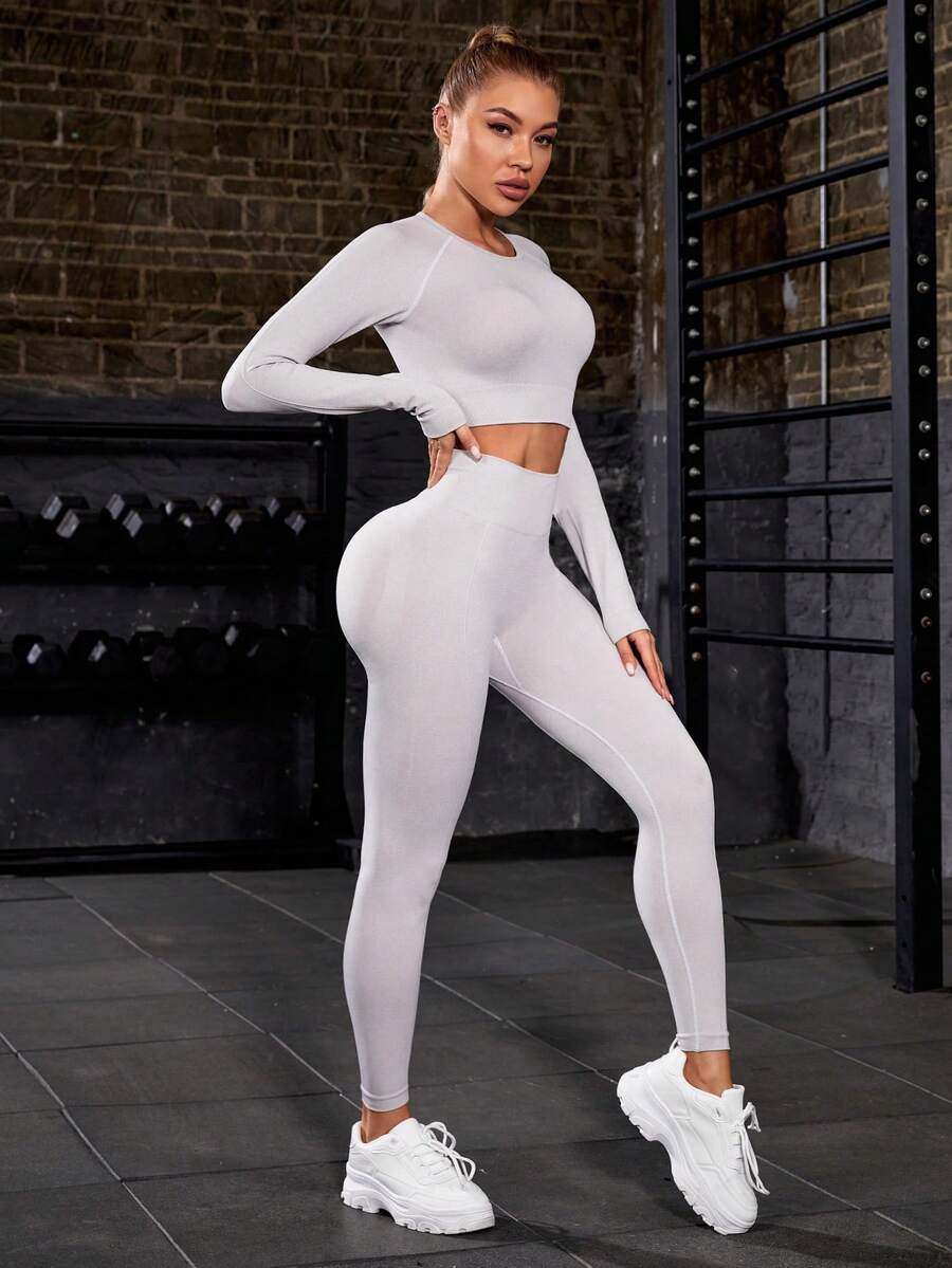 Seamless Raglan Sleeve Sports Set | SHEIN USA