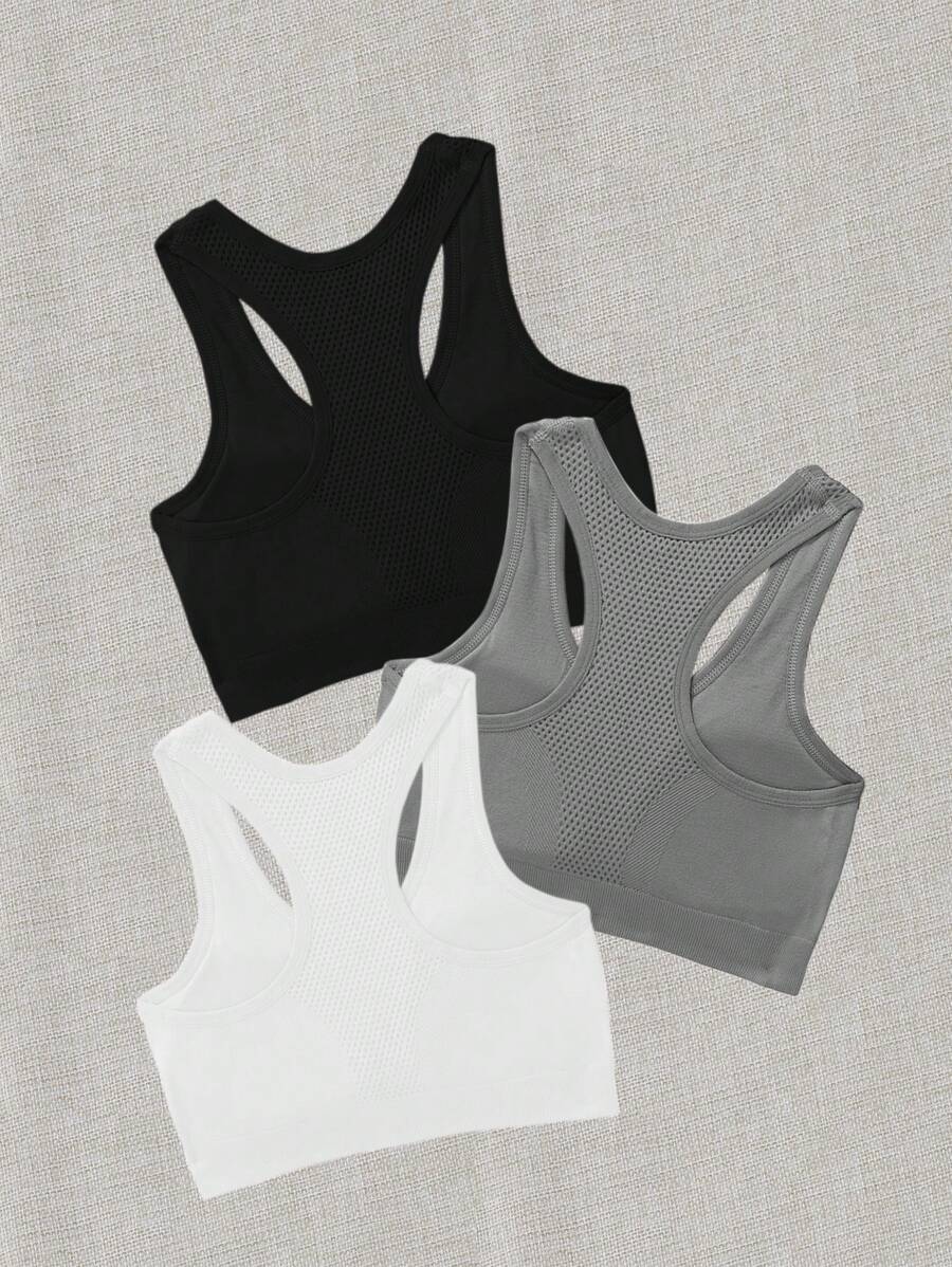 SHEIN Sport Studio 3pcs Seamless High Stretch Racerback Sports Bra ...