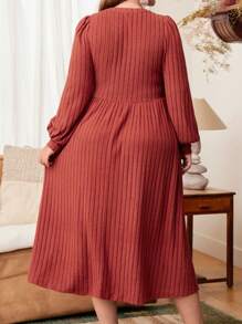 EMERY ROSE Plus Solid Lantern Red With Sleeves Sleeve Ribbed Knit ...