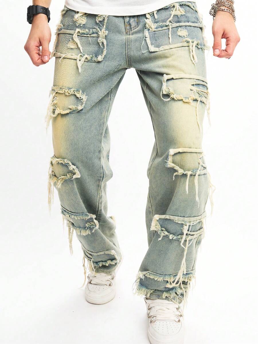 Manfinity EMRG Men Ripped Frayed Straight Leg Jeans | SHEIN USA
