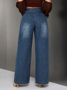 Contrast Side Seam Wide Leg Jeans | SHEIN USA