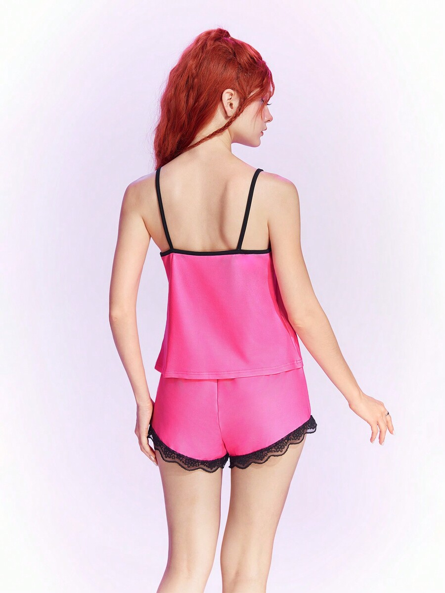 The Powerpuff Girls Romwe Cartoon Graphic Contrast Lace Cami Top