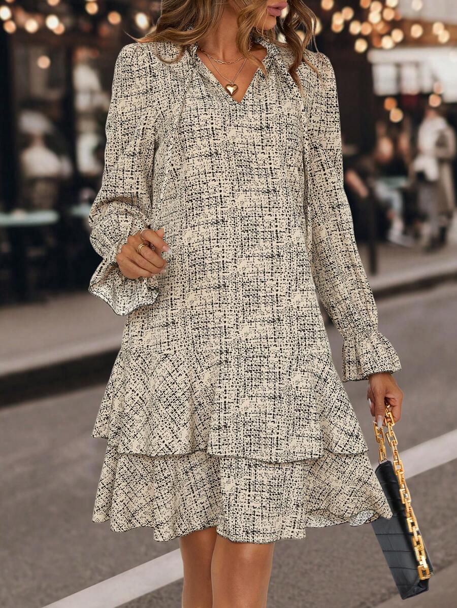 EMERY ROSE Allover Print Ruffle Hem Dress | SHEIN USA