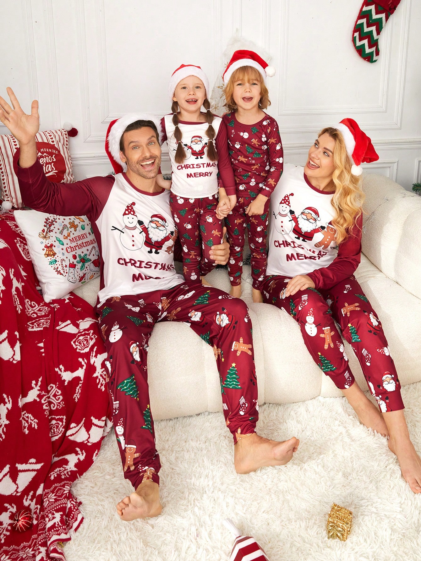 Young Boy Christmas-Themed Homewear Snug Fit Pajamas Set, Cute Print ...