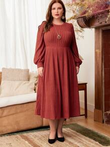 EMERY ROSE Plus Solid Lantern Red With Sleeves Sleeve Ribbed Knit ...