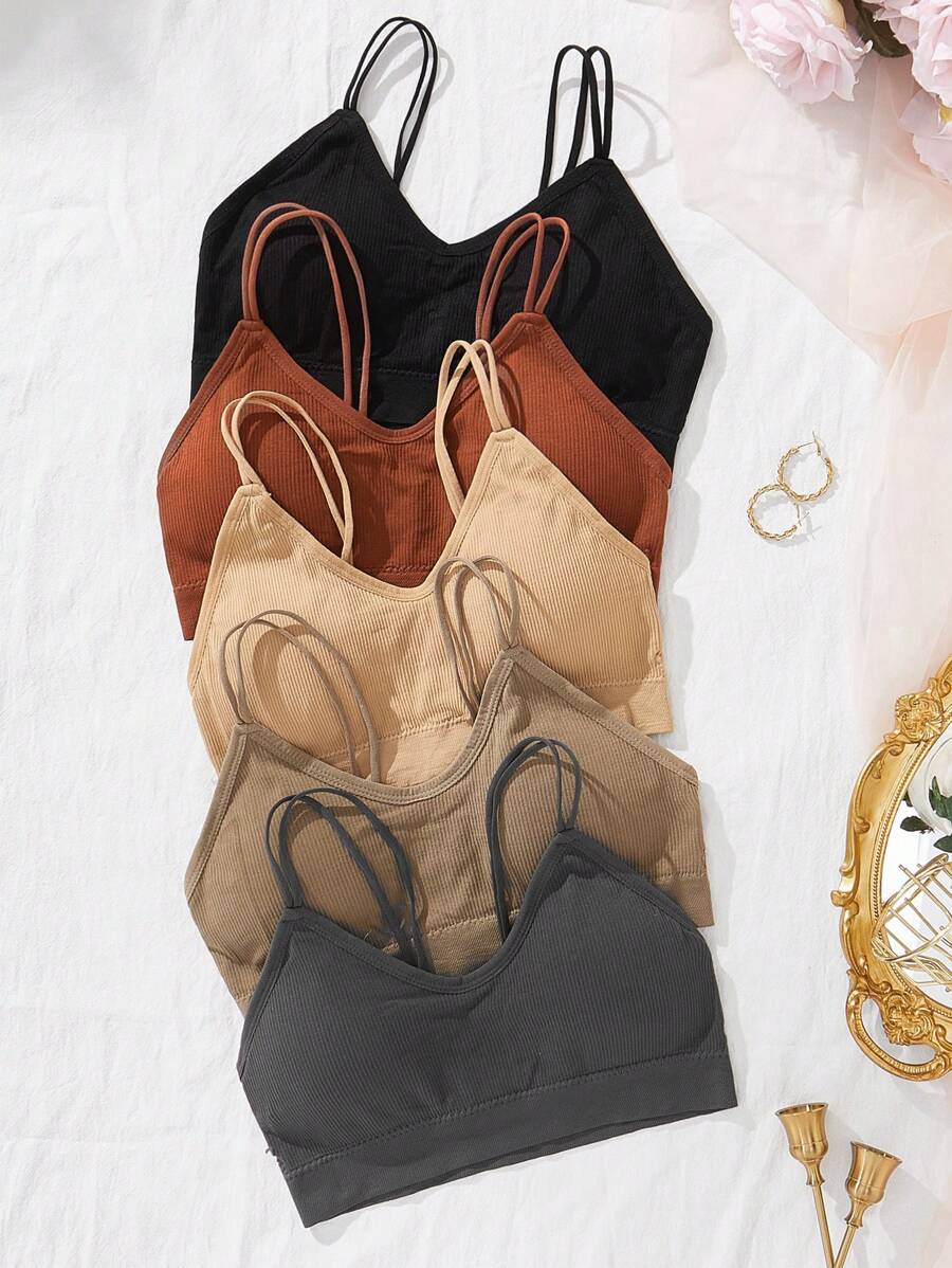 5pcs Solid Cami Bra | SHEIN USA