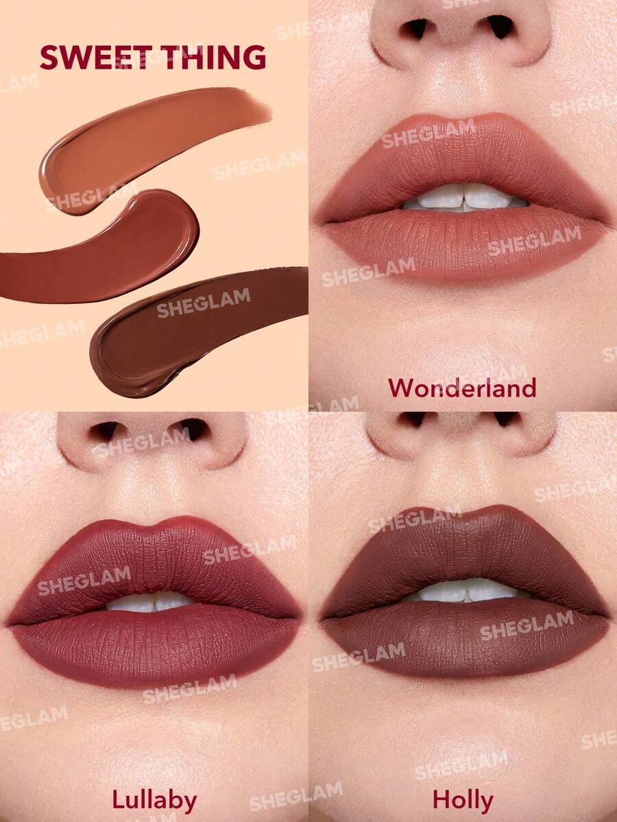 SHEGLAM Juego De 3 MiniláPiz Labial LíQuido Matte Allure-Sweet Thing, LáPiz Labial De Larga ...