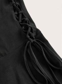 SHEIN Essnce Solid Drawstring Side Hooded Dress | SHEIN USA