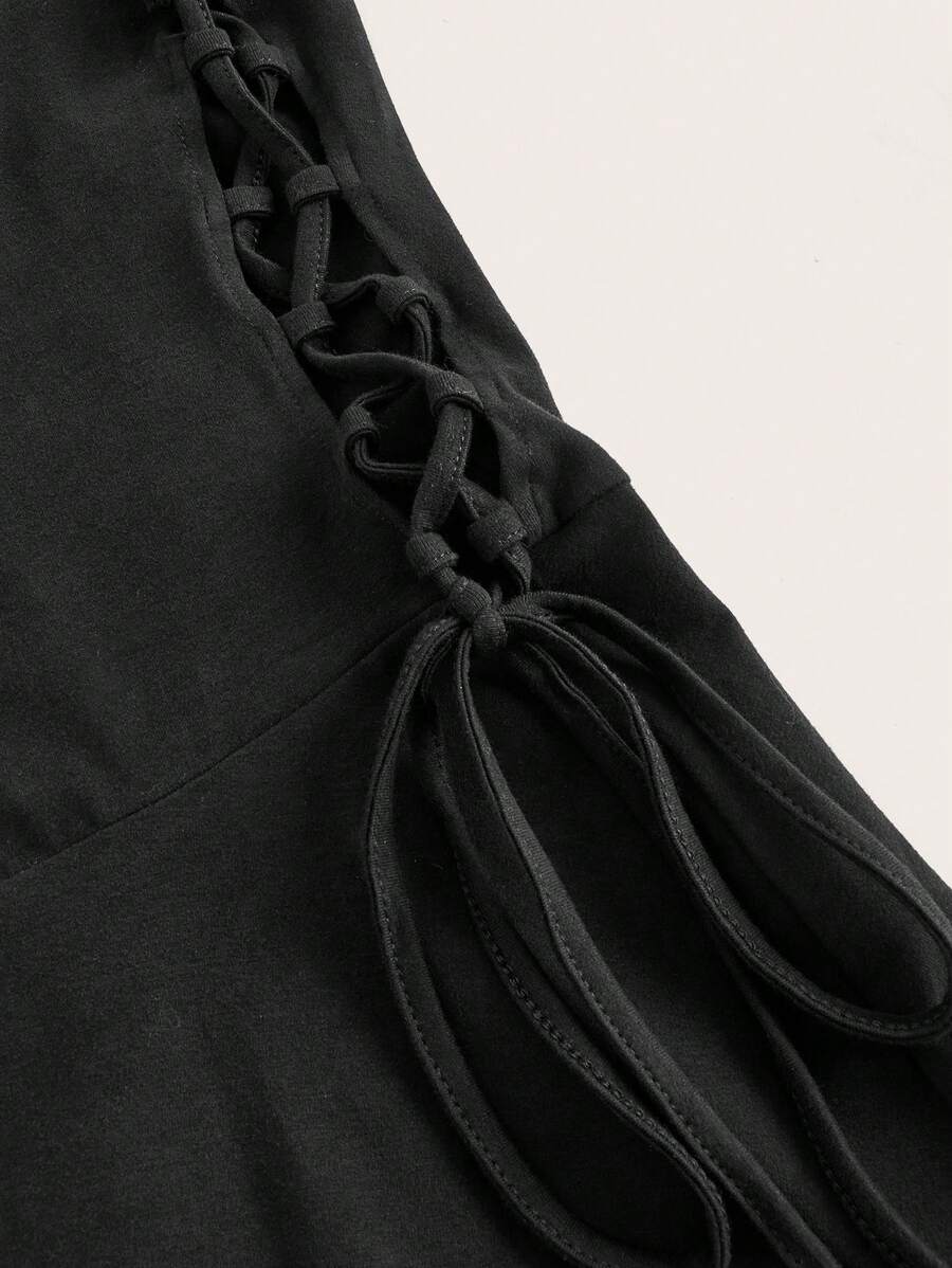 Shein Essnce Solid Drawstring Side Hooded Dress | Shein Usa