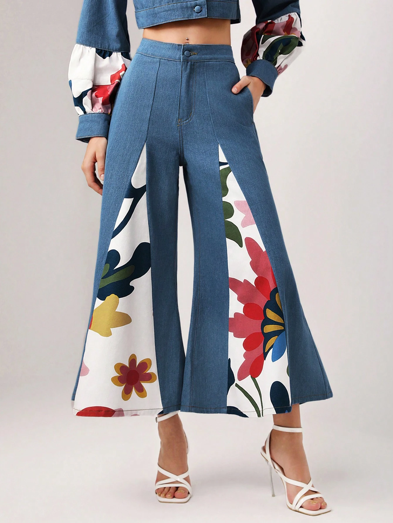 Frida Kahlo X SHEIN X Designer Pompi García Floral Print Flare Leg Jeans for Sale Australia| New ...
