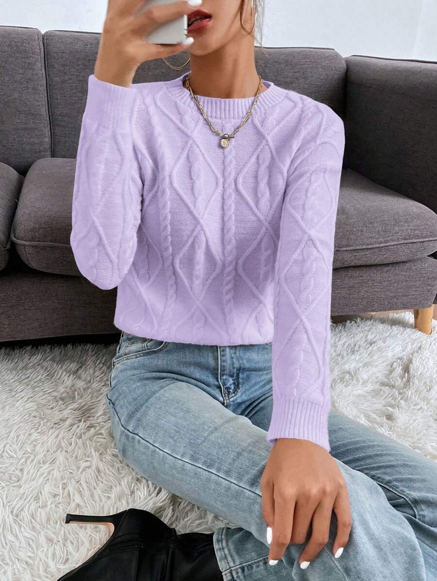 SHEIN Unity Solid Cable Knit Sweater | SHEIN USA