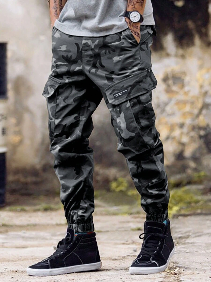 Manfinity LEGND Loose Fit Men's Camouflage Print Cargo Pants With Flap ...