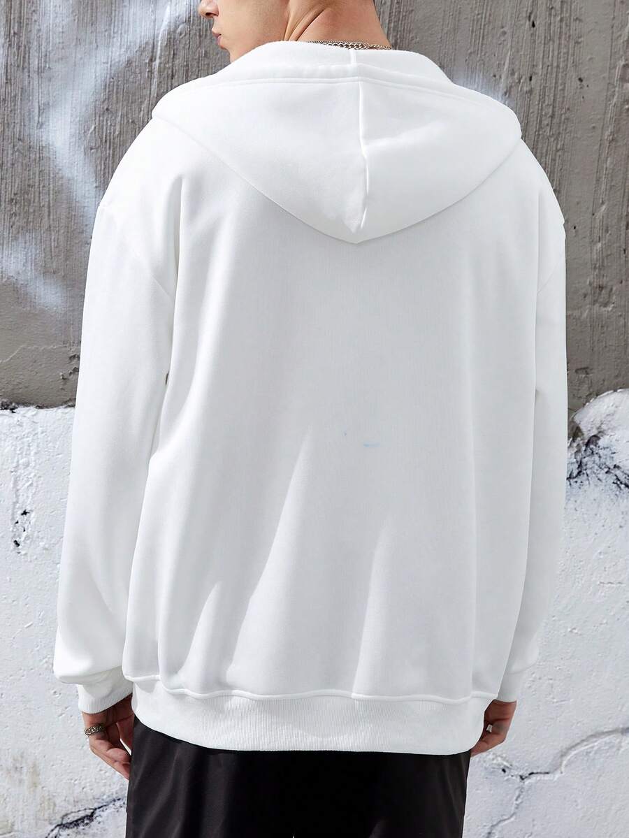 Manfinity Hypemode Men's Oversized Hoodie With Letter Graphics, Zip & Drawstring Design | SHEIN USA