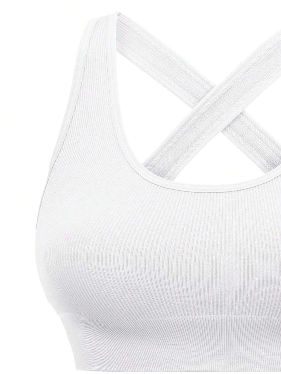 SHEIN Yoga Basic 3pcs Criss Cross Backless Sports Bra | SHEIN UK