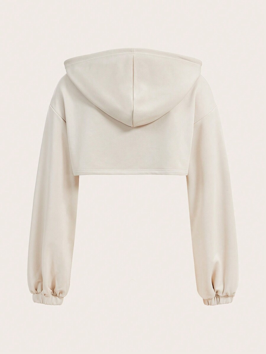 SHEIN EZwear Solid Super Crop Drawstring Hoodie & Cami Top | SHEIN Malaysia