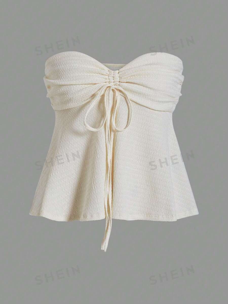 SHEIN EZwear Drawstring Front Tube Top | SHEIN USA