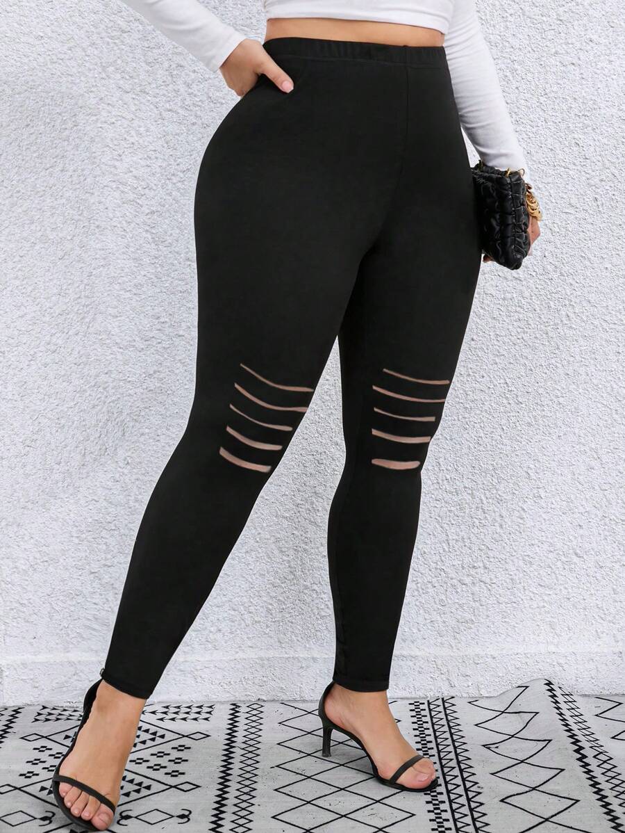SHEIN LUNE Plus Ladder Cut Out Leggings | SHEIN USA