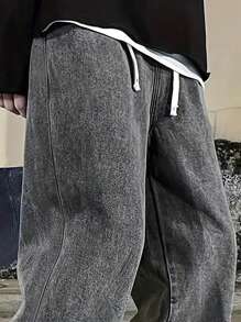 Men Drawstring Waist Straight Leg Jeans | SHEIN USA