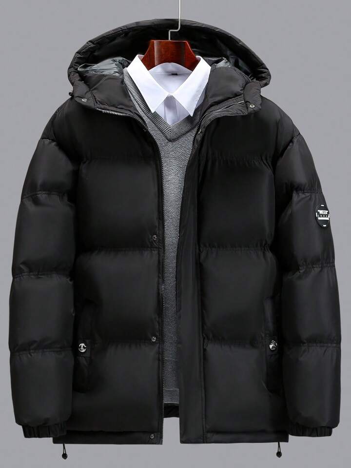 Manfinity Homme Men 1pc Letter Patched Detail Drawstring Hem Hooded ...