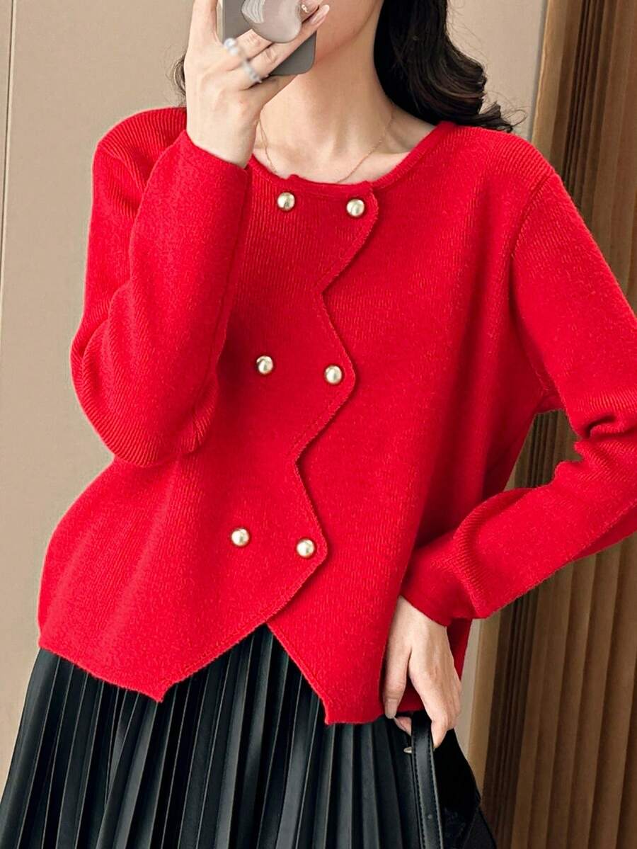 Solid Button Through Cardigan | SHEIN USA