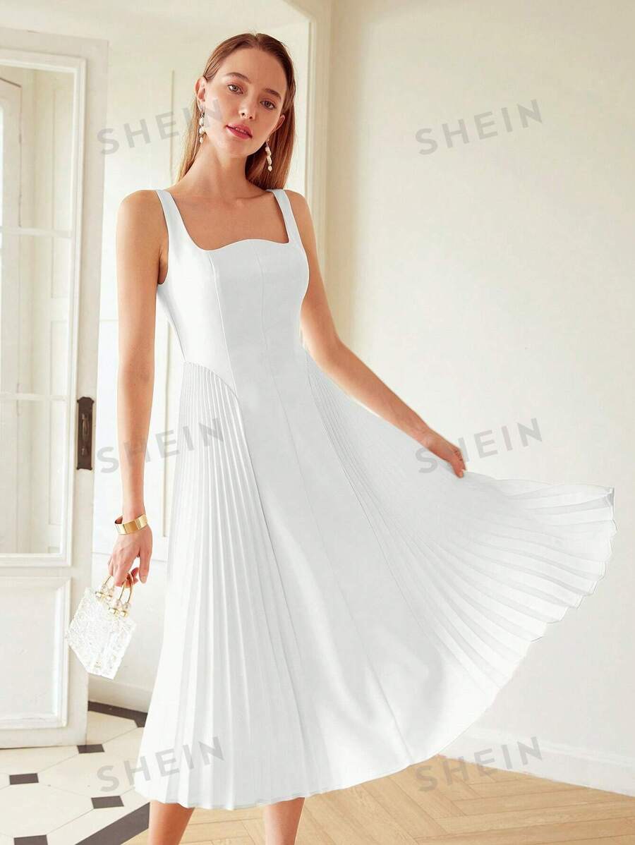 MOTF PREMIUM PLEATED CORSET MIDI DRESS | SHEIN USA