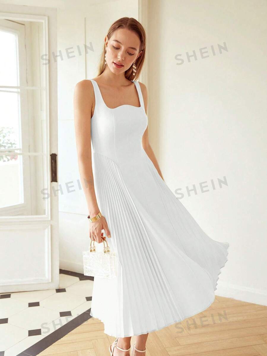 MOTF PREMIUM PLEATED CORSET MIDI DRESS | SHEIN USA