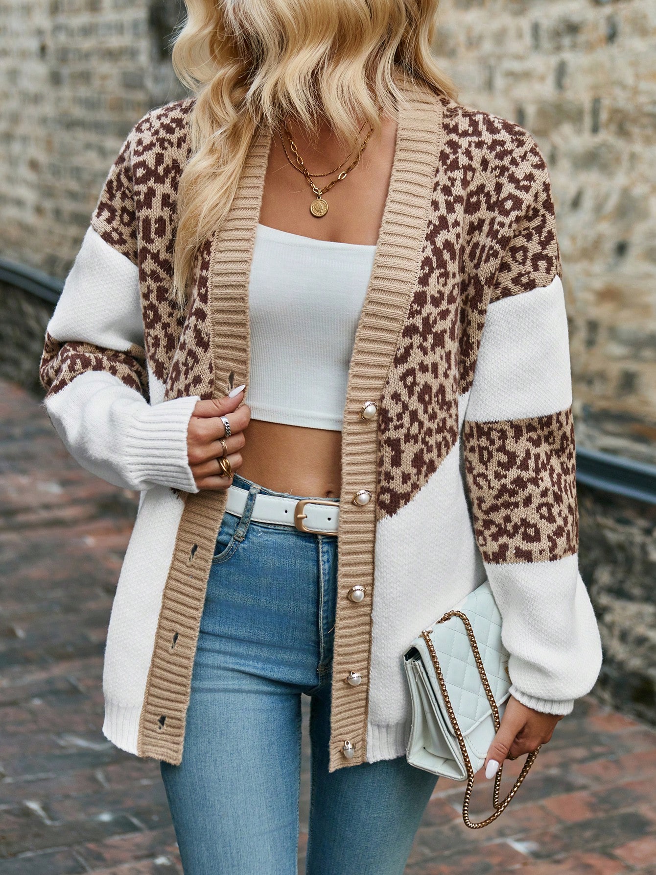 SHEIN LUNE Cardigan con modello leopardo spalle cadenti | SHEIN ITALIA