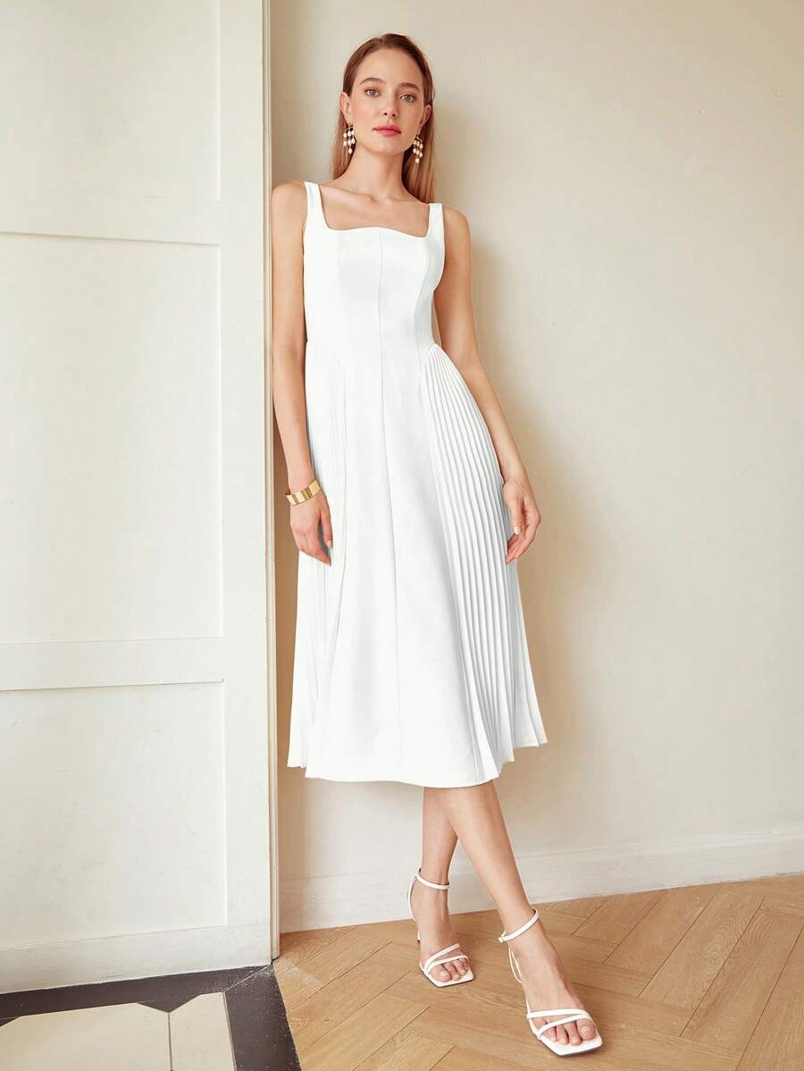 MOTF PREMIUM PLEATED CORSET MIDI DRESS | SHEIN USA