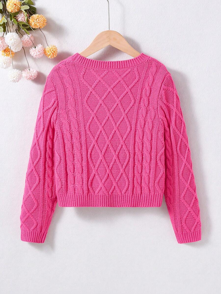 SHEIN Tween Girl Bow Front Cable Knit Sweater for Sale Australia| New ...