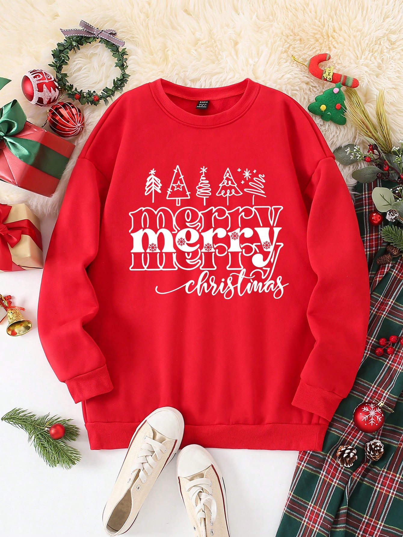 1pc Christmas Print Thermal Lined Sweatshirt for Christmas | SHEIN USA