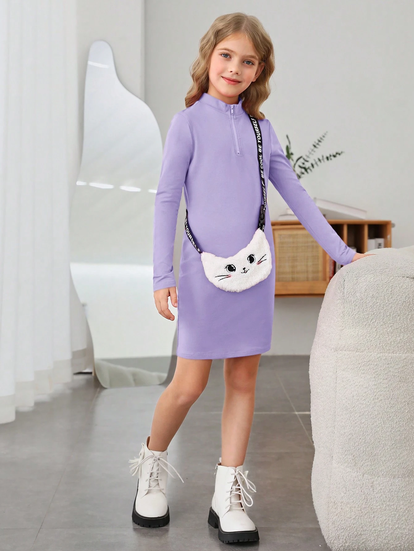 SHEIN Chica preadolescente Vestido ajustado de cuello alto con ...