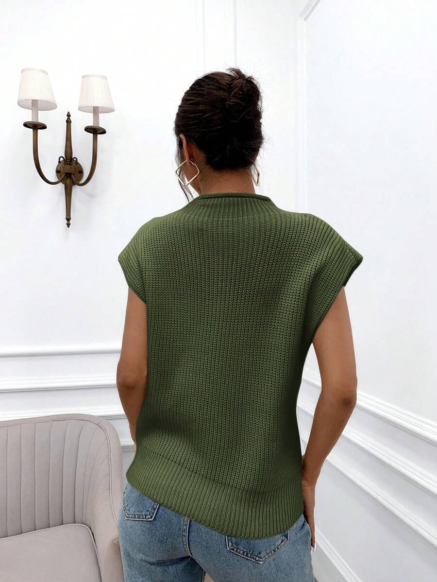 SHEIN Relaxiva Solid Cap Sleeve Sweater Vest | SHEIN UK