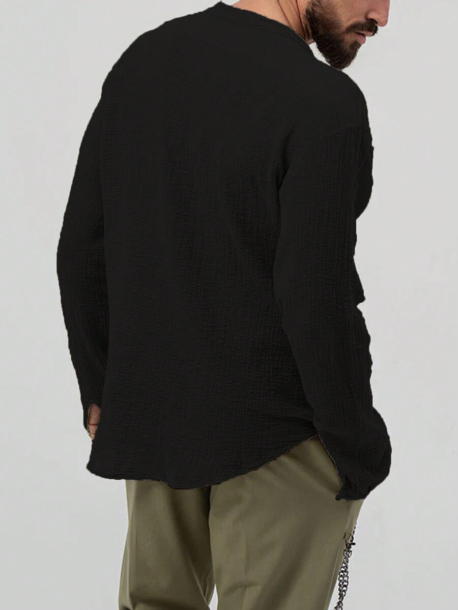 Manfinity Homme Men's Solid Half Button Drop Shoulder Ultra Loose Shirt | SHEIN USA